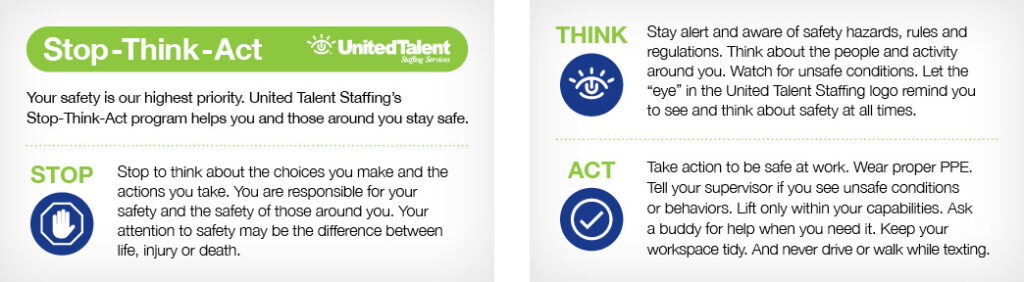 Safety First. Safety Always. - United Talent Staffing Services